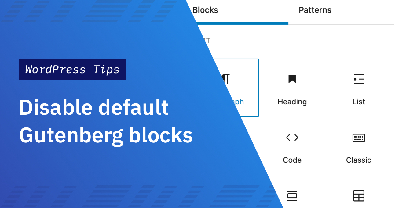 Disable default Gutenberg blocks